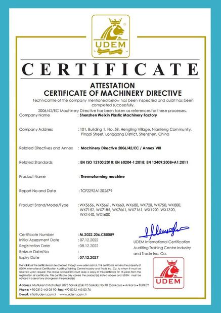 China Shenzhen Weixin Plastic Machinery Factory quality control